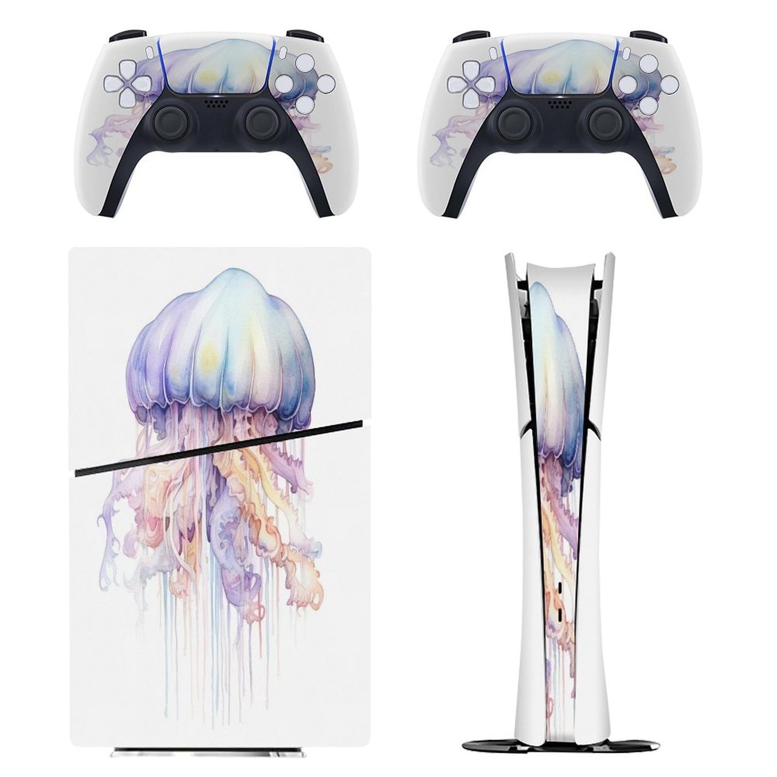 Watercolor Jellyfish Cute PS5/PS5 Slim Digital Disc Skin Sticker For ...