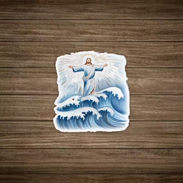 Watercolor Jesus Christ Rising Above Stormy Seas Christian Faith ...