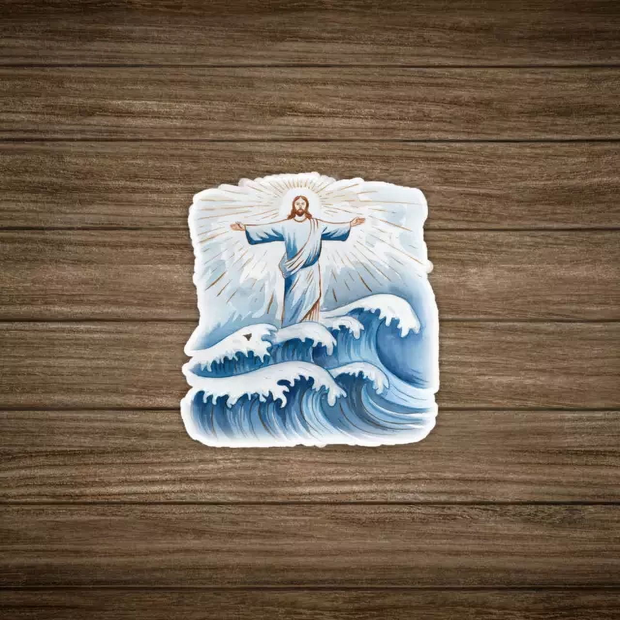 Watercolor Jesus Christ Rising Above Stormy Seas Christian Faith ...