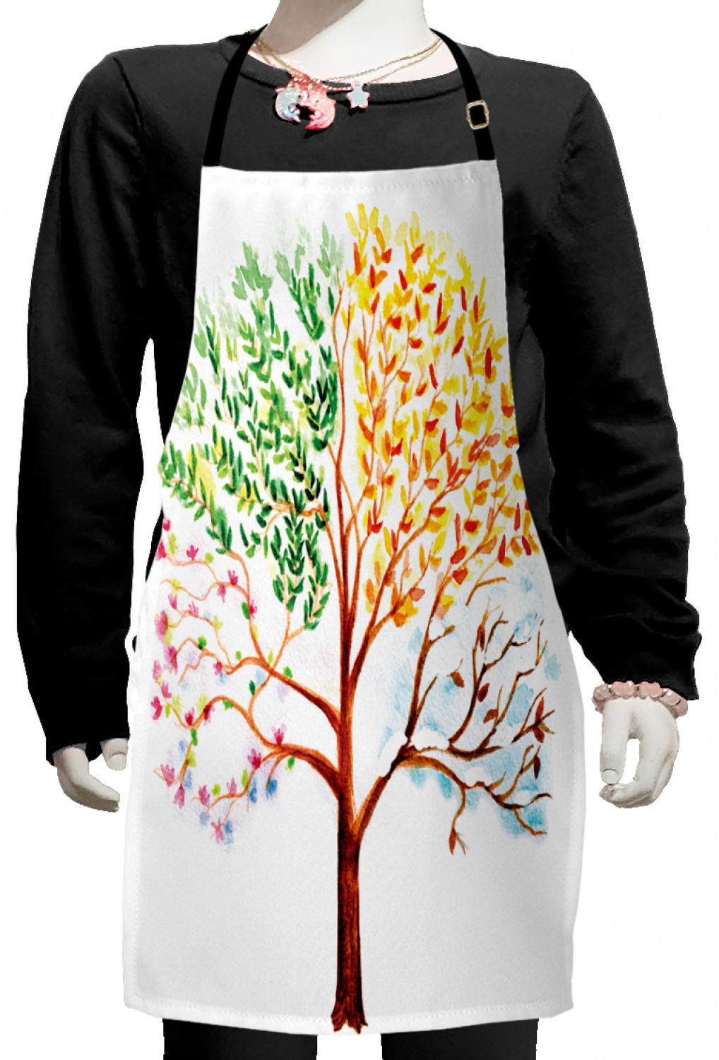 Watercolor Kids Apron, Tree with Changing Seasons Effect on Its Crown ...
