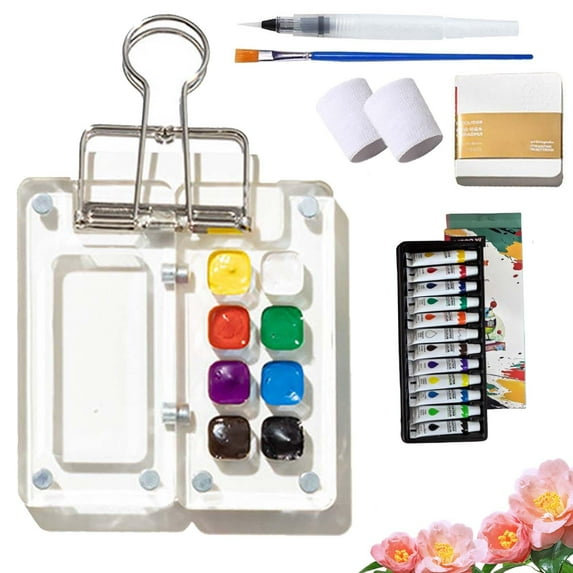 Watercolor Kit, 2025 New Mini Watercolor Set with A Picture Book & Wrist Towels, Mini ...