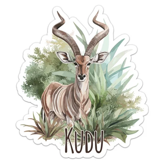 Watercolor Kudu Animal Sticker Phone Decal Water Bottle Stickers Car ...