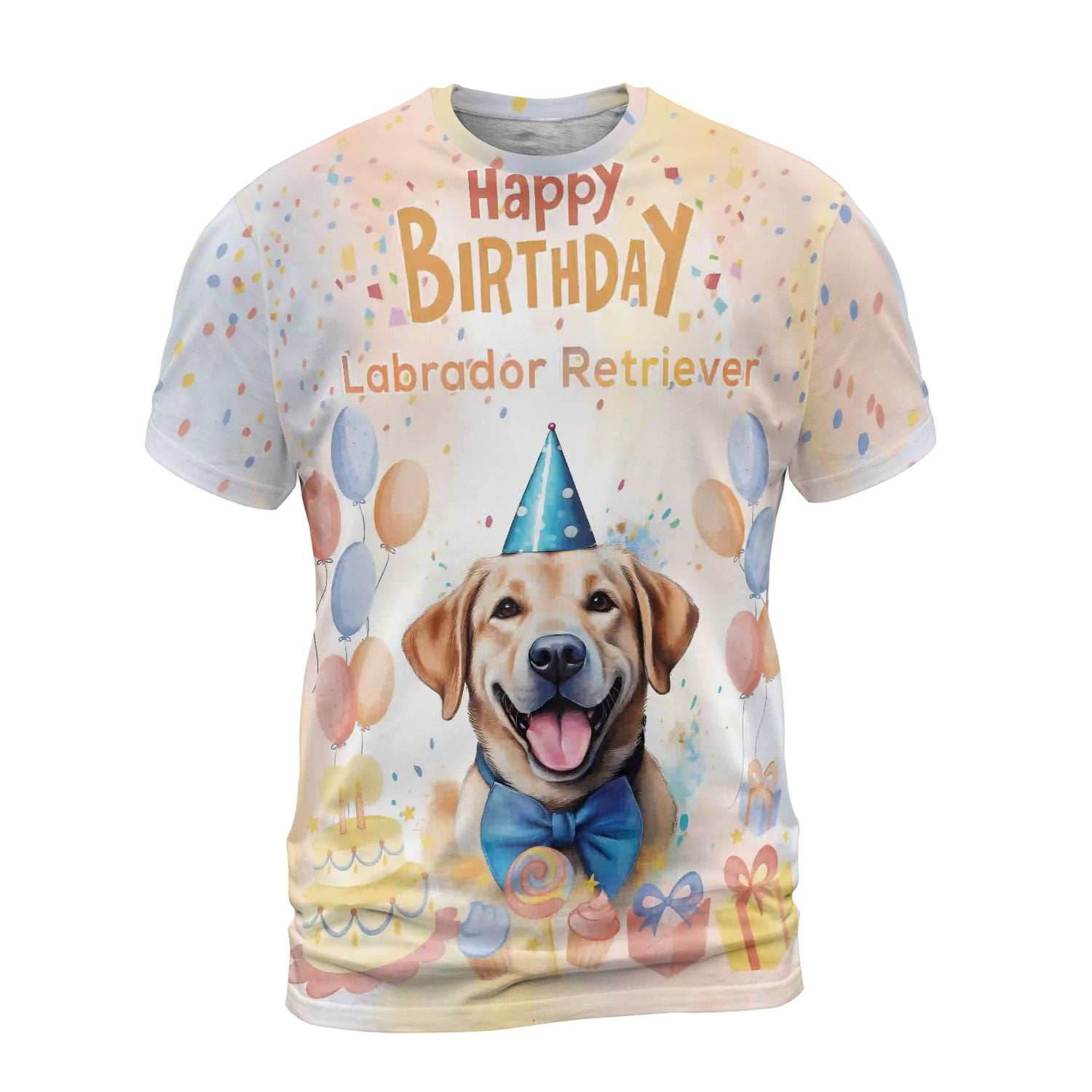 Watercolor Labrador Retriever Happy Birthday Celebration Balloons Gift ...