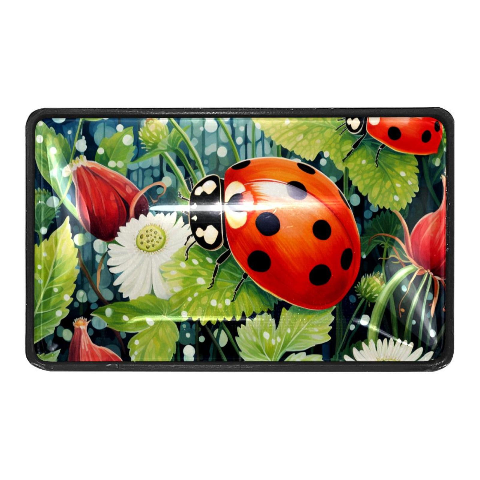 Watercolor Ladybug on Leave Crystal Glass Cabinet Knobs 4 Pcs Drawer ...