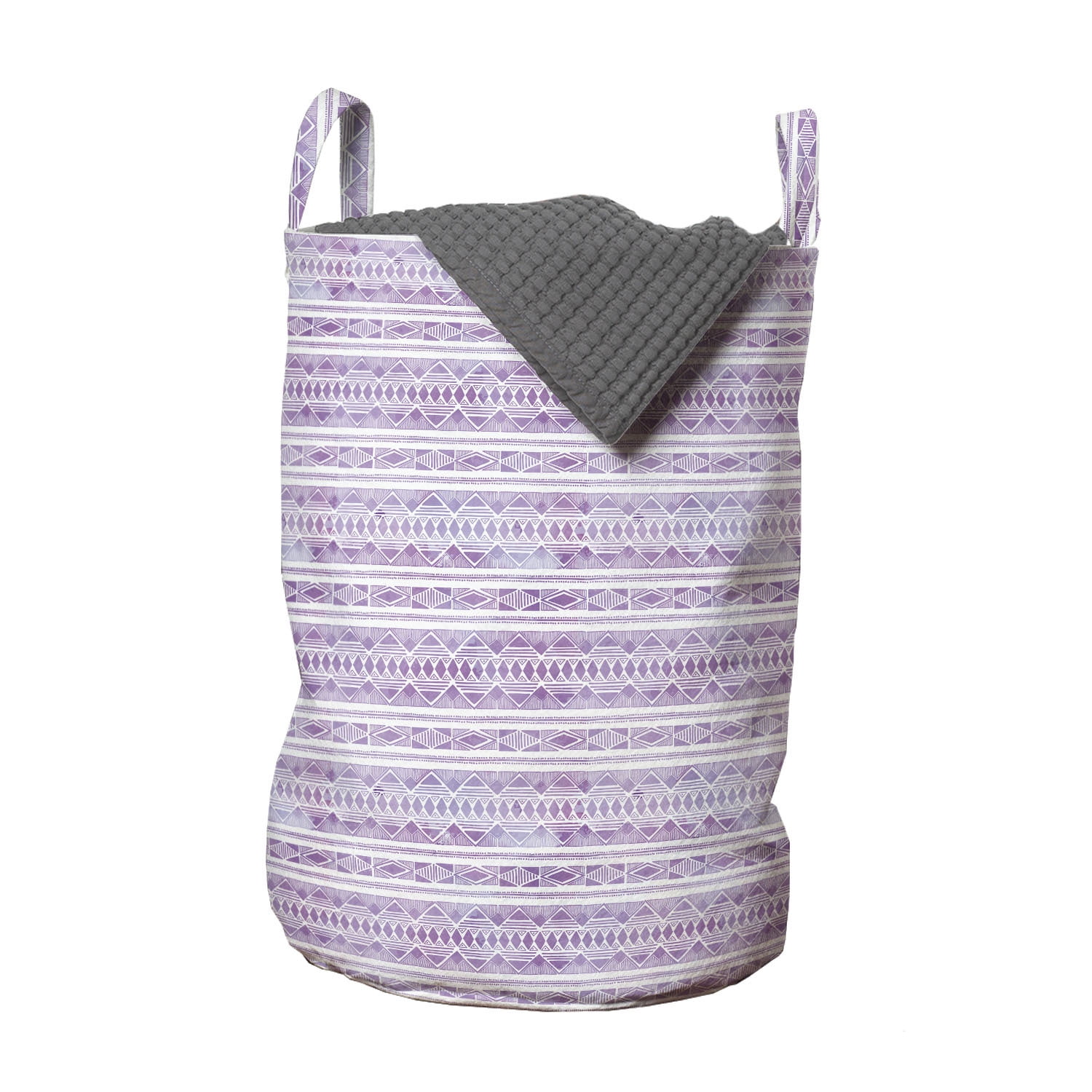 Watercolor Laundry Bag, Triangle Motifs Design Hand Drawn Borders ...