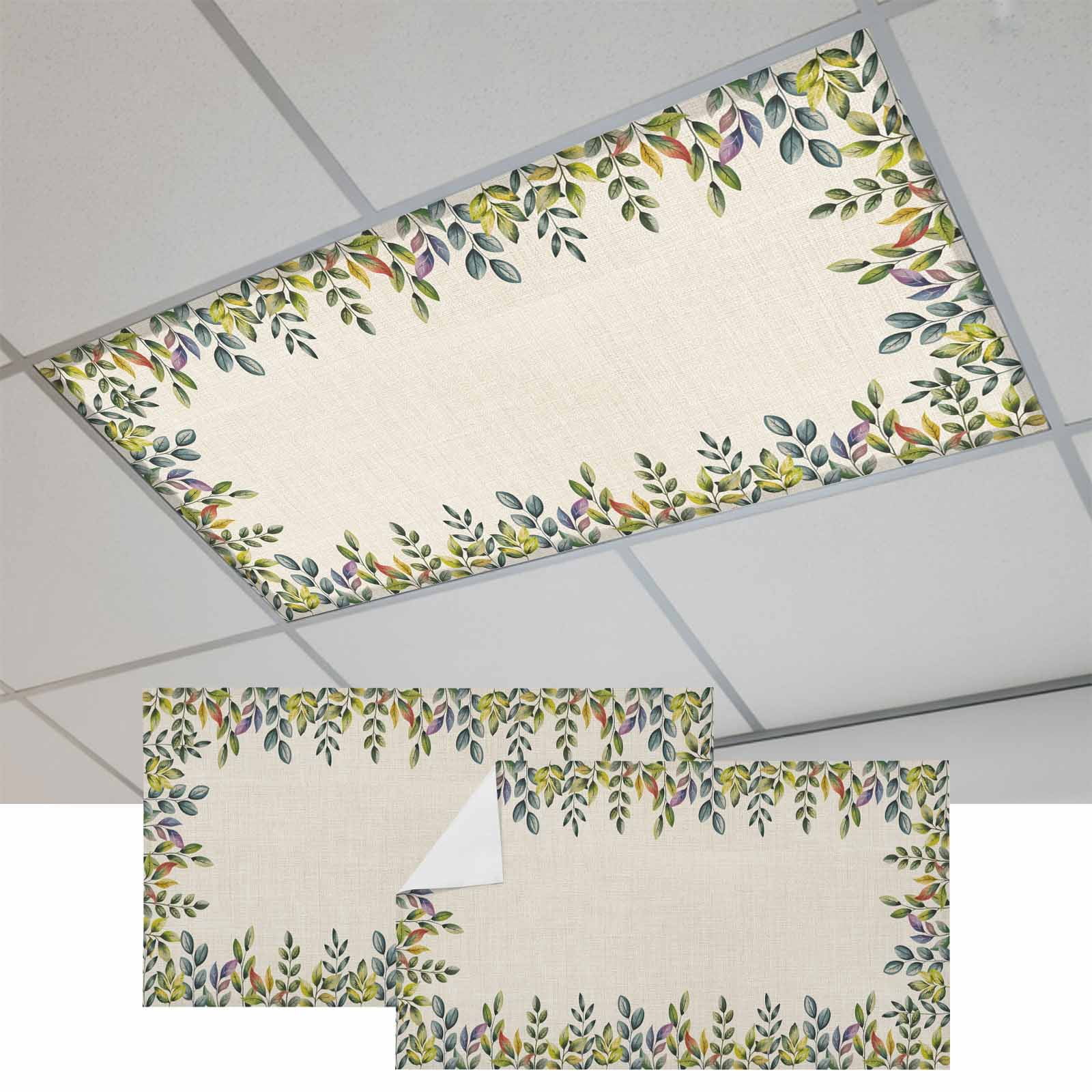 Watercolor Leaf Magnetic Fluorescent Light Covers for Ceiling Lights ...