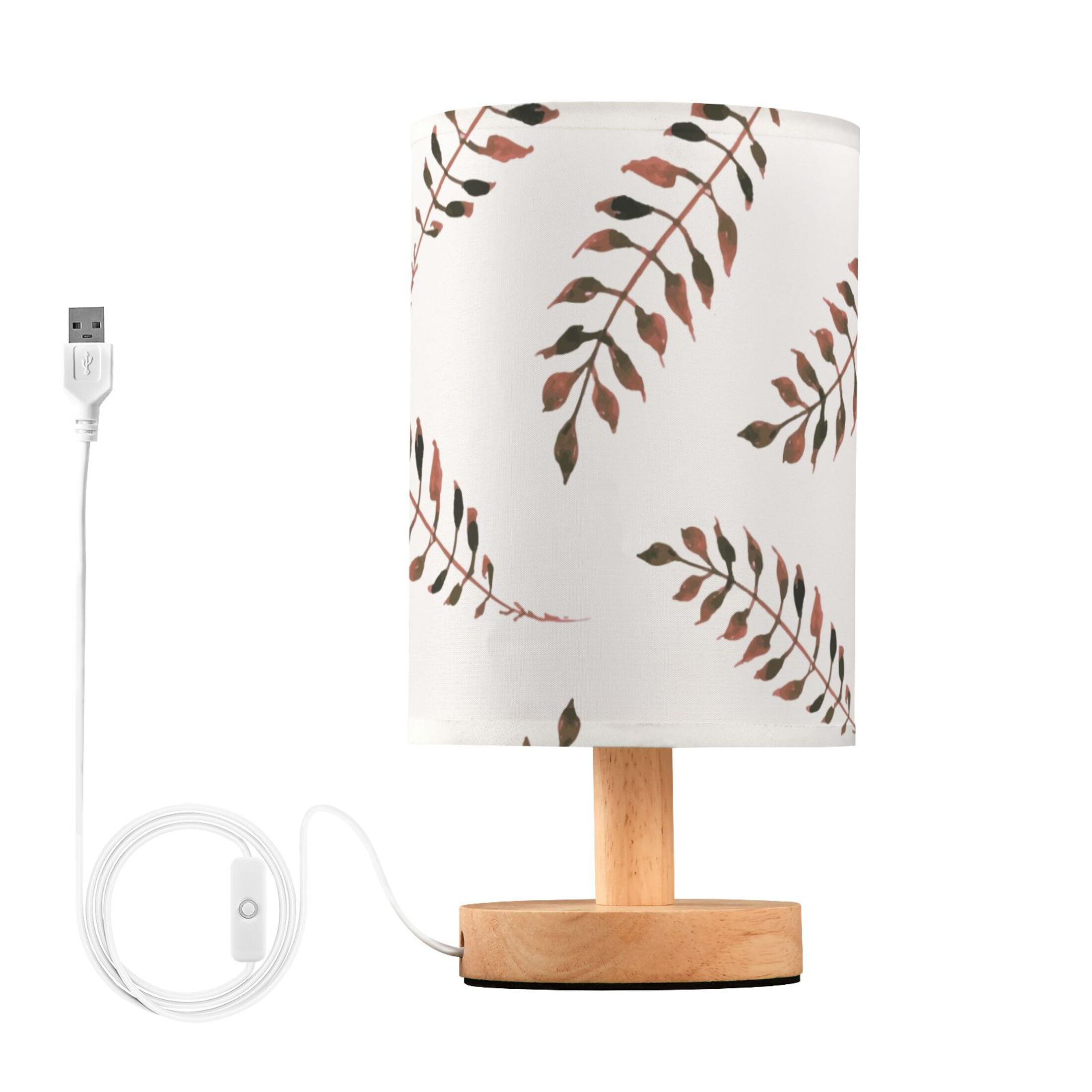 Watercolor Leaves Bedside Table Lamp LED Warm Lights with USB Charging ...