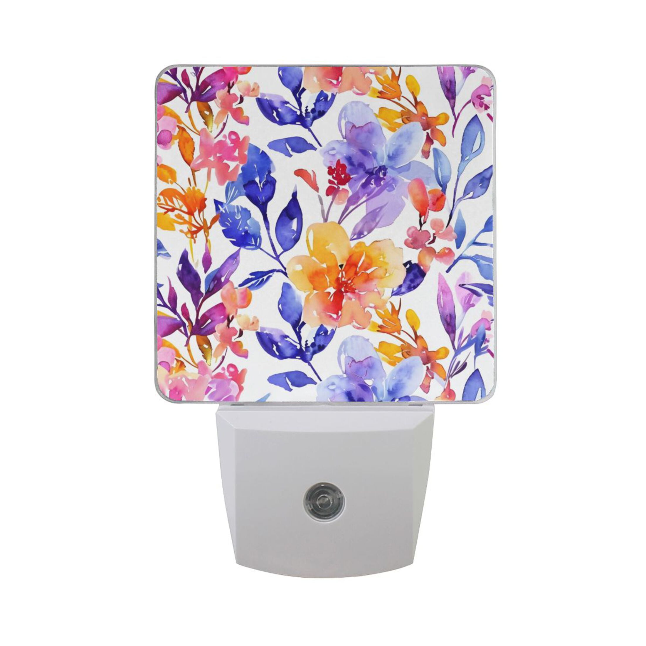 Watercolor Leaves Night Light 2 Pack LED Nightlight Plug into Wall Dusk ...