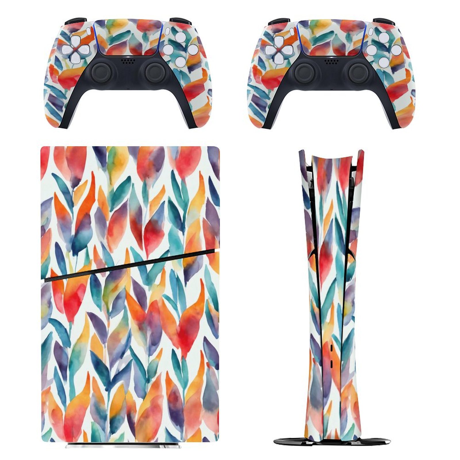 Watercolor, Leaves PS5/PS5 Slim Digital Disc Skin Sticker For Console ...