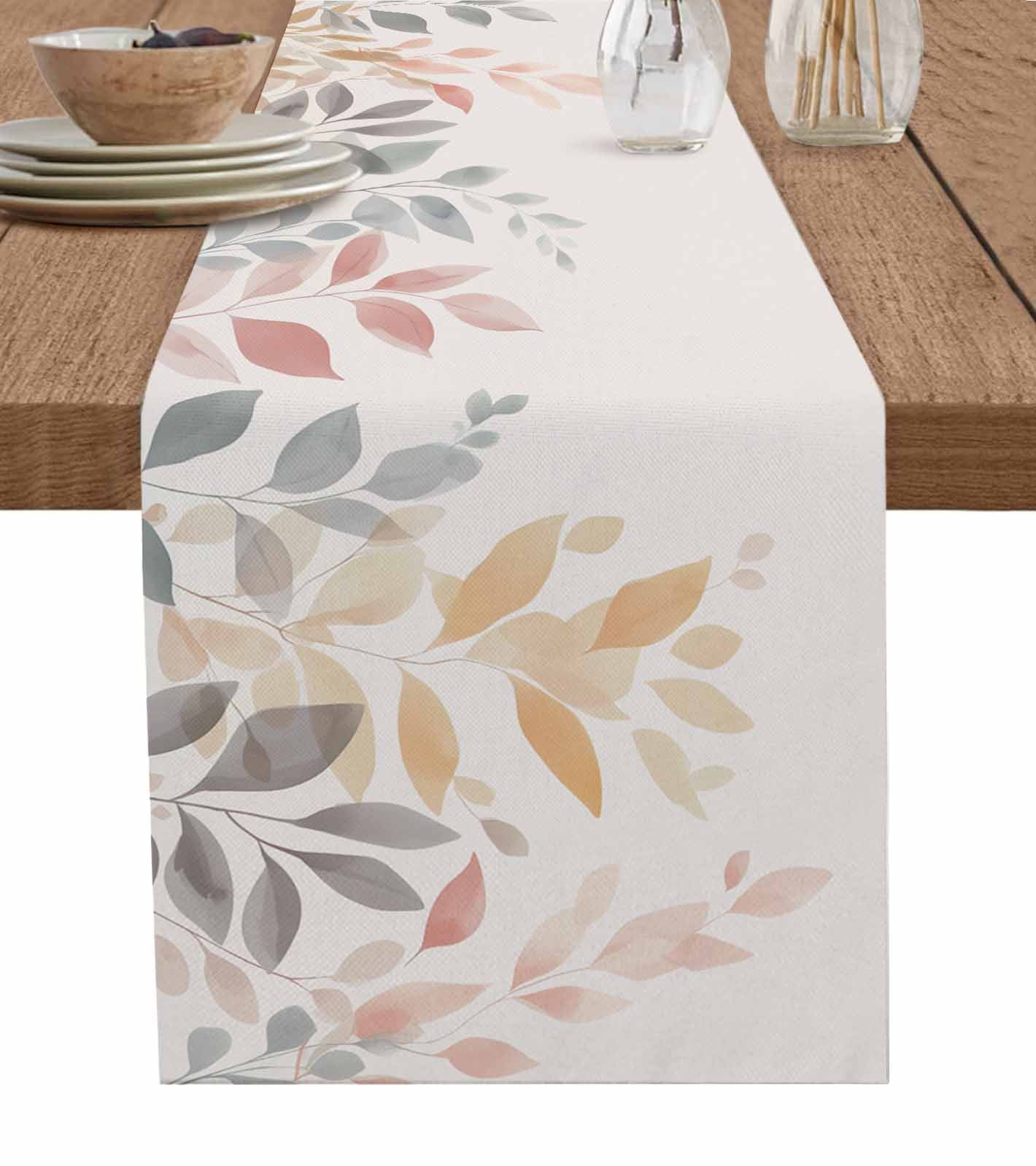 Watercolor Leaves Table Runner Botanical Eucalyptus Leaves Plant ...