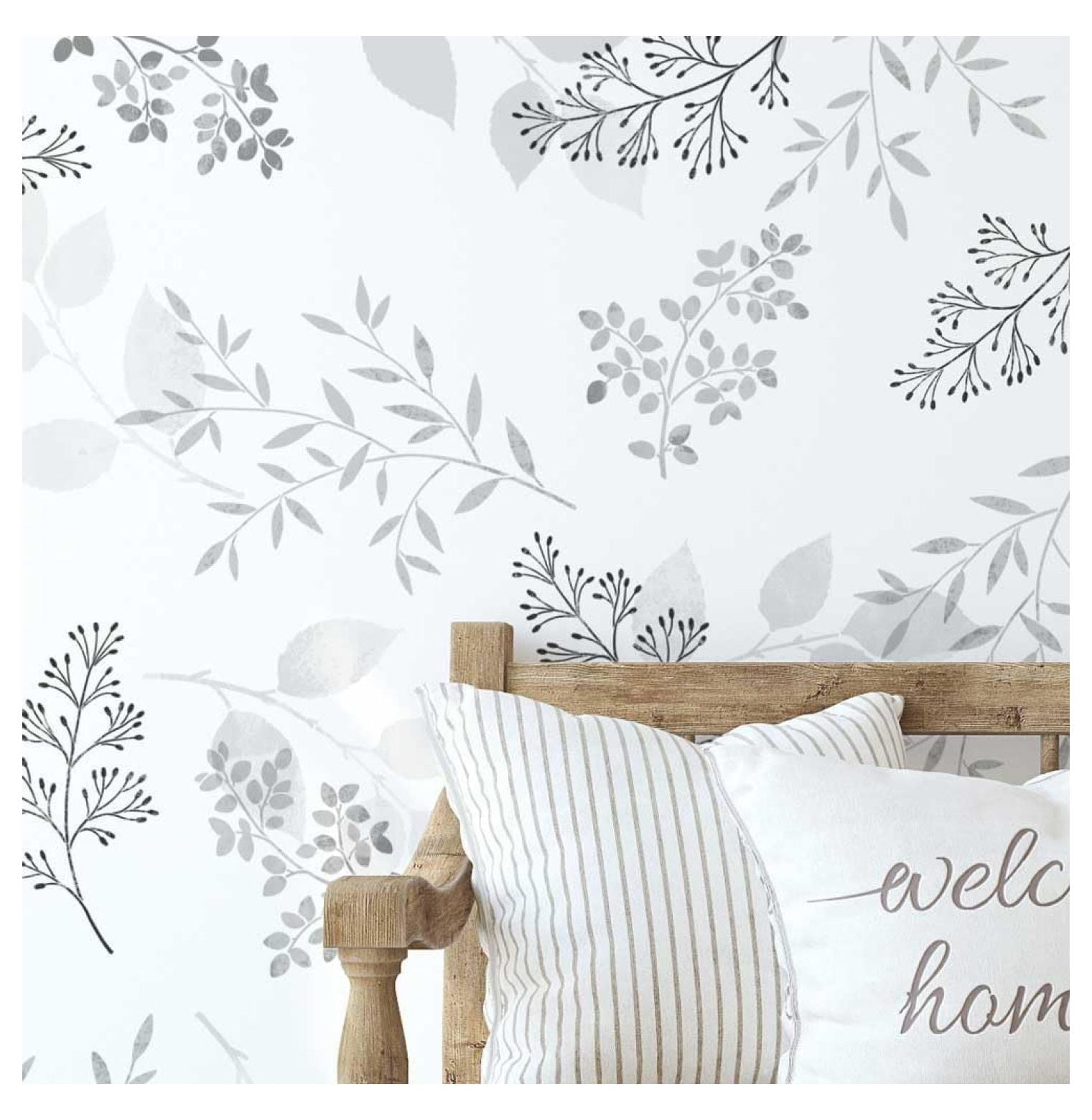 Watercolor Leaves Wall Pattern Kit - Floral Stencils for Walls ...