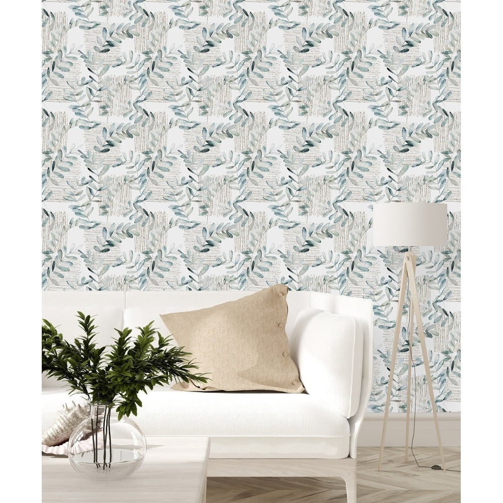 Watercolor Leaves Wallpaper Pre-Pasted - 25"W x 225"H - Walmart.com