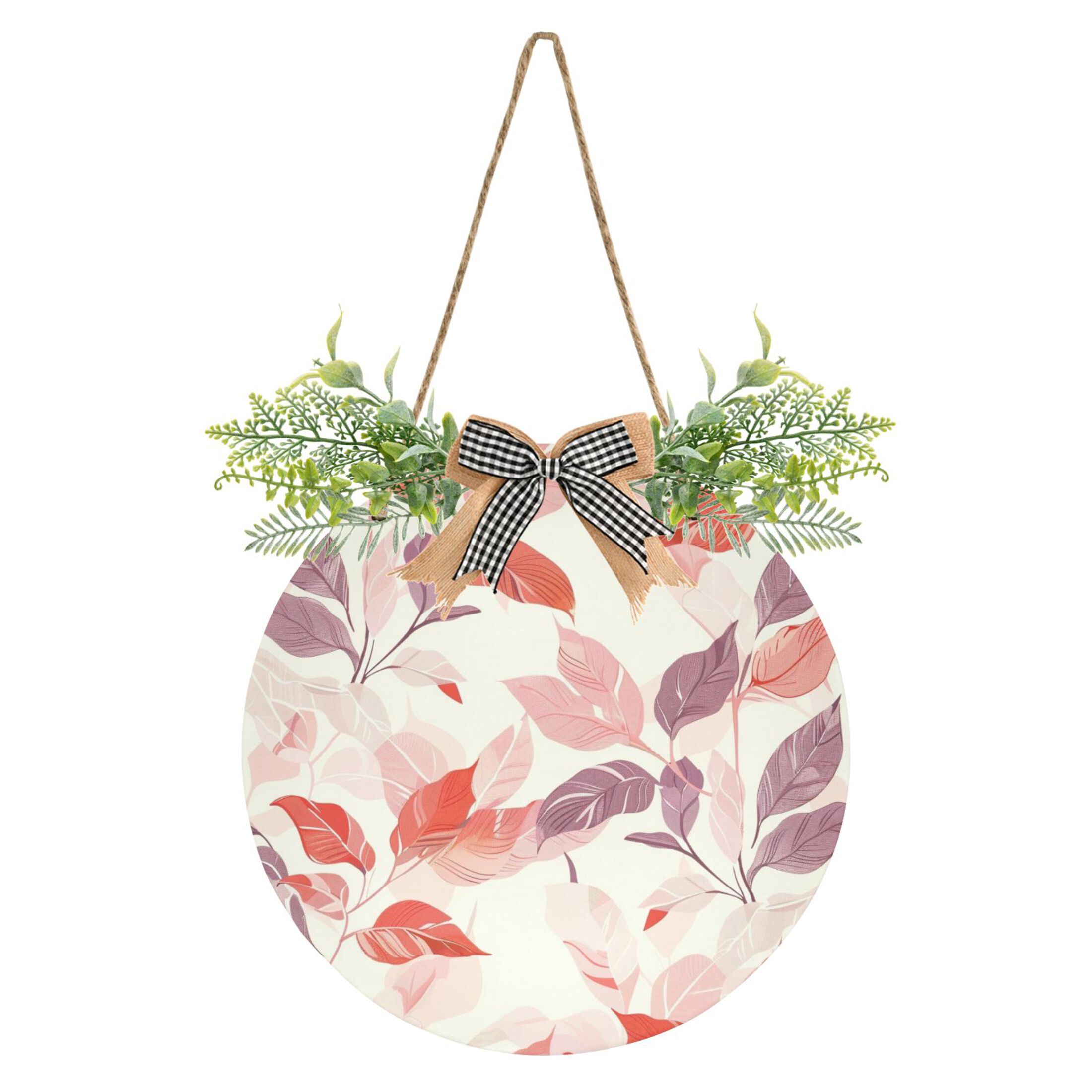 Watercolor Leaves Welcome Front Door Sign Round 12 inch Porch Hanging ...