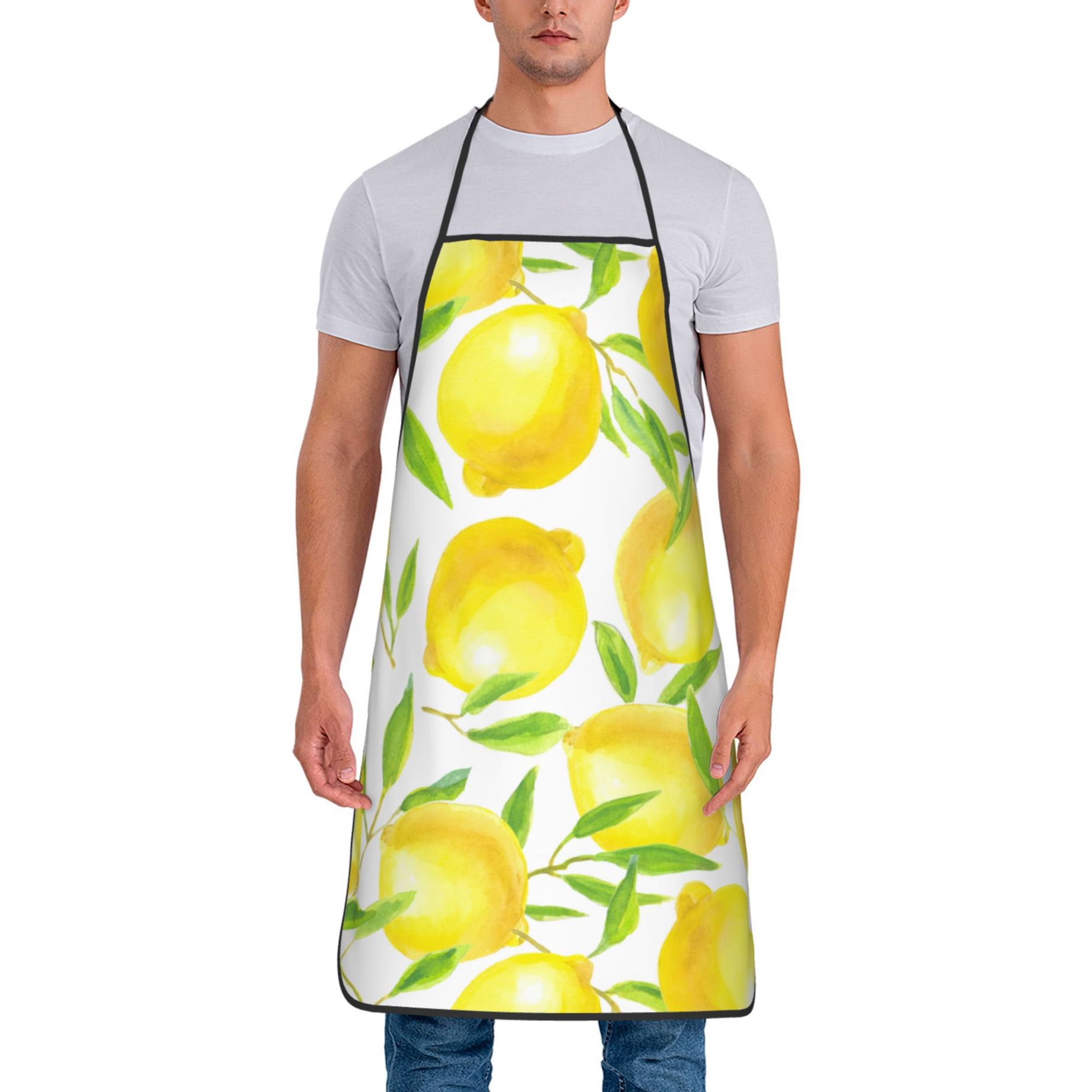 Watercolor Lemon Aprons for Women Men Waterproof Apron Kitchen Chef ...