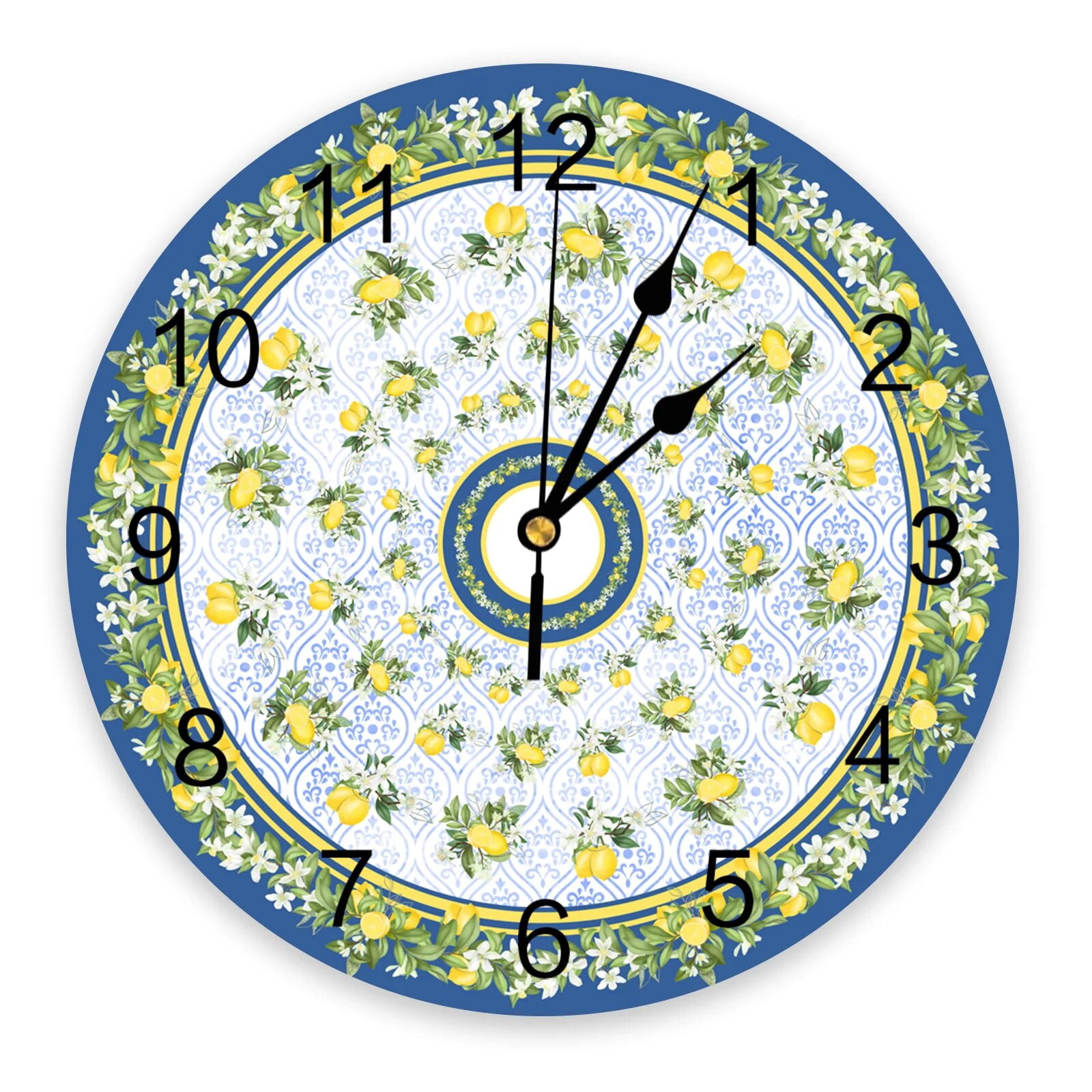 Watercolor Lemon Clocks Wall Home Decor Modern Kitchen Room Bedroom ...