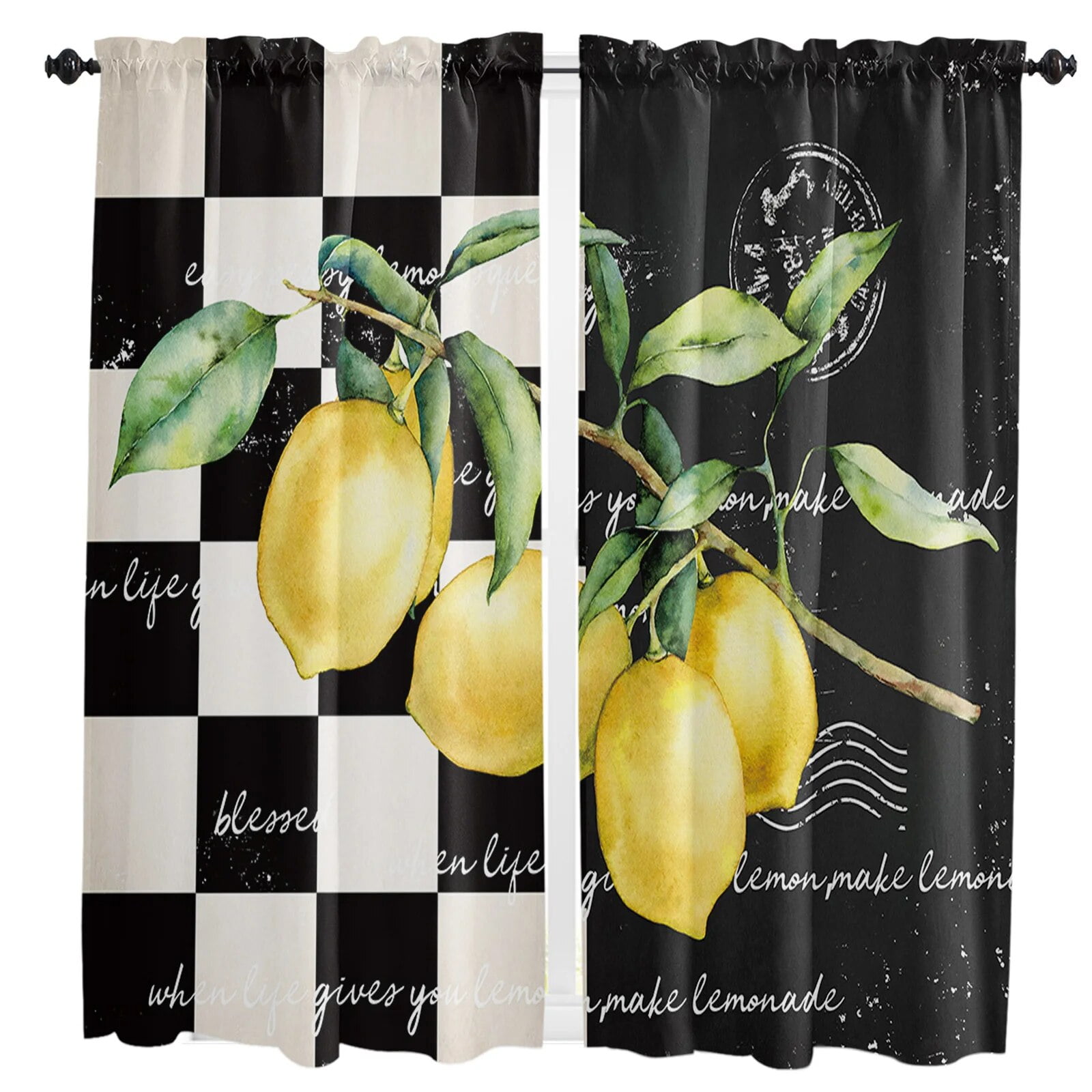 Watercolor Lemon Fruit Curtains For Living Room Kitchen Curtain Bedroom ...