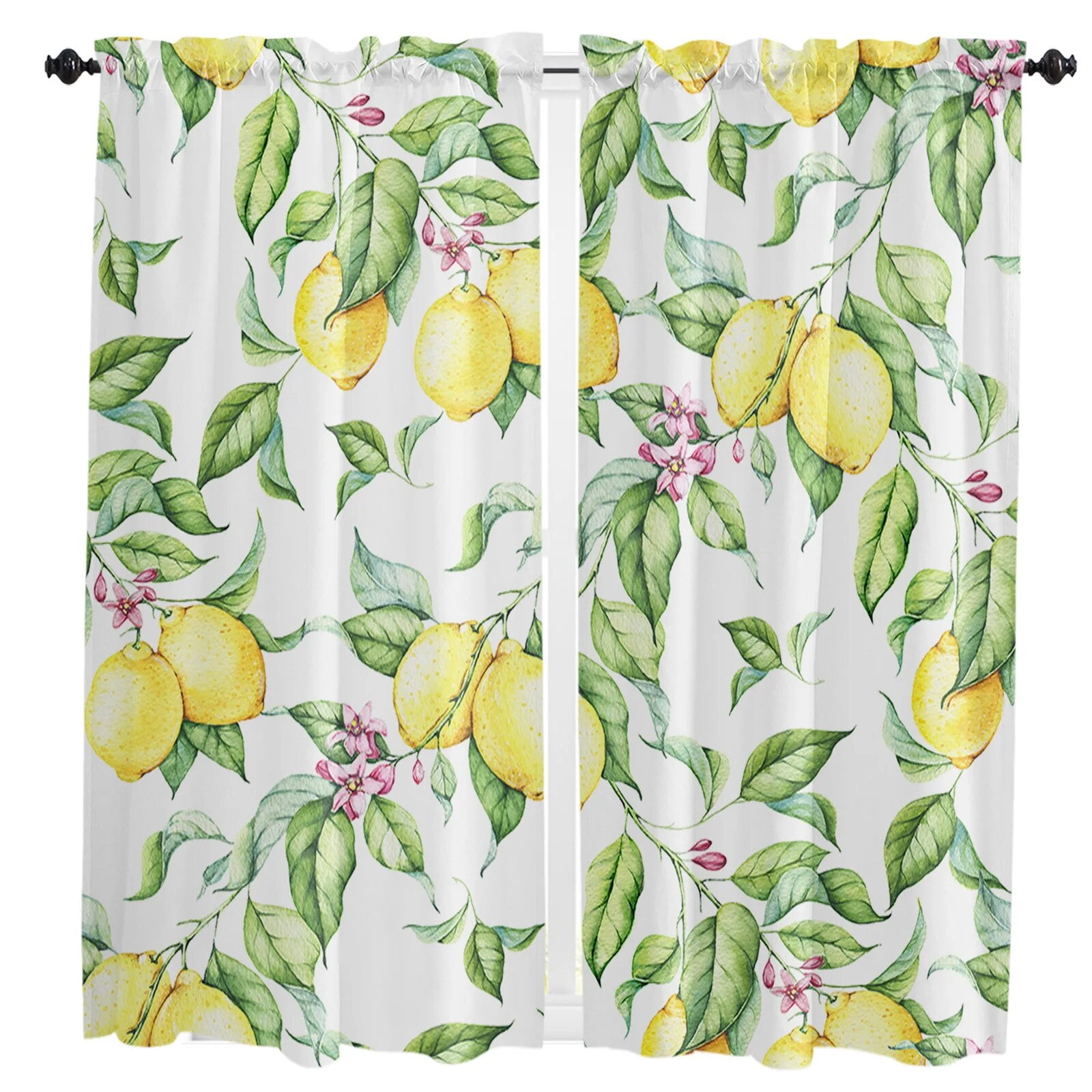 Watercolor Lemon Fruit Curtains For Living Room Kitchen Curtain Bedroom ...