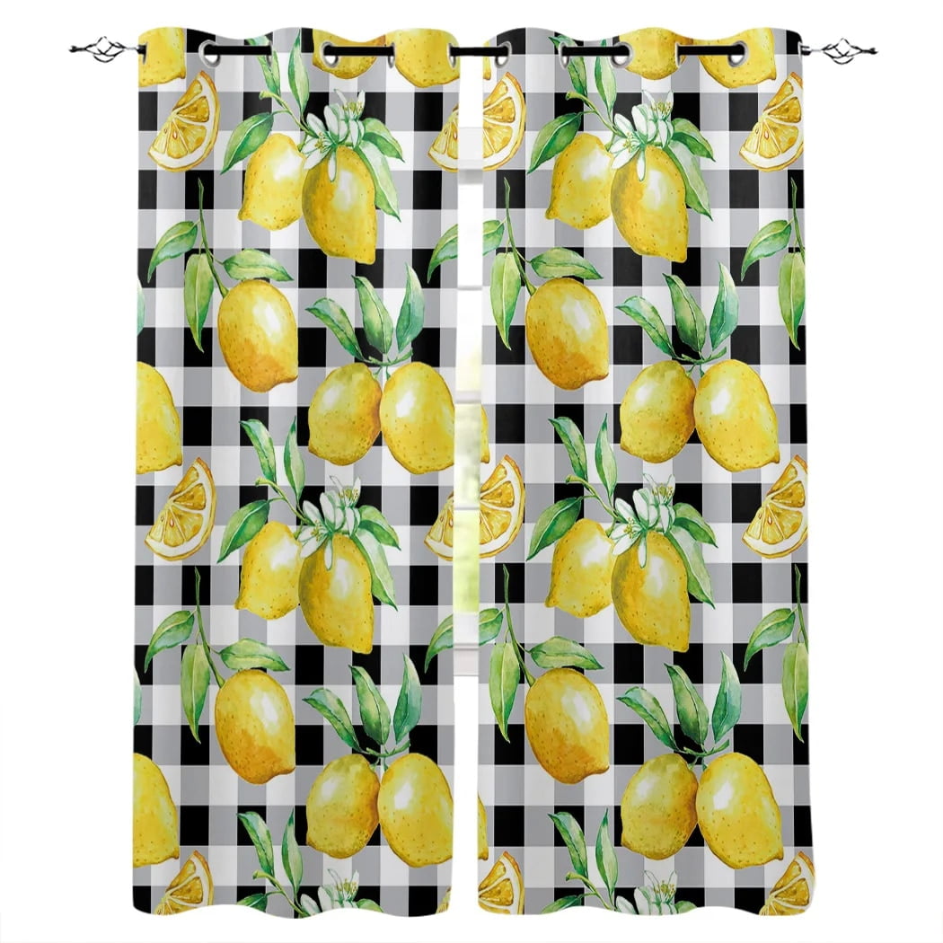 Watercolor Lemon Fruit Curtains Panel Kitchen Decor Items Window ...