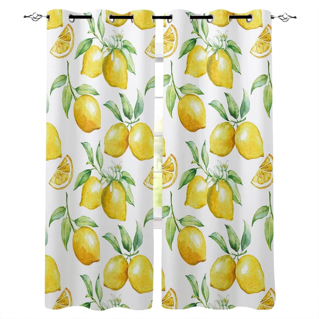Watercolor Lemon Fruit Curtains Panel Kitchen Decor Items Window ...