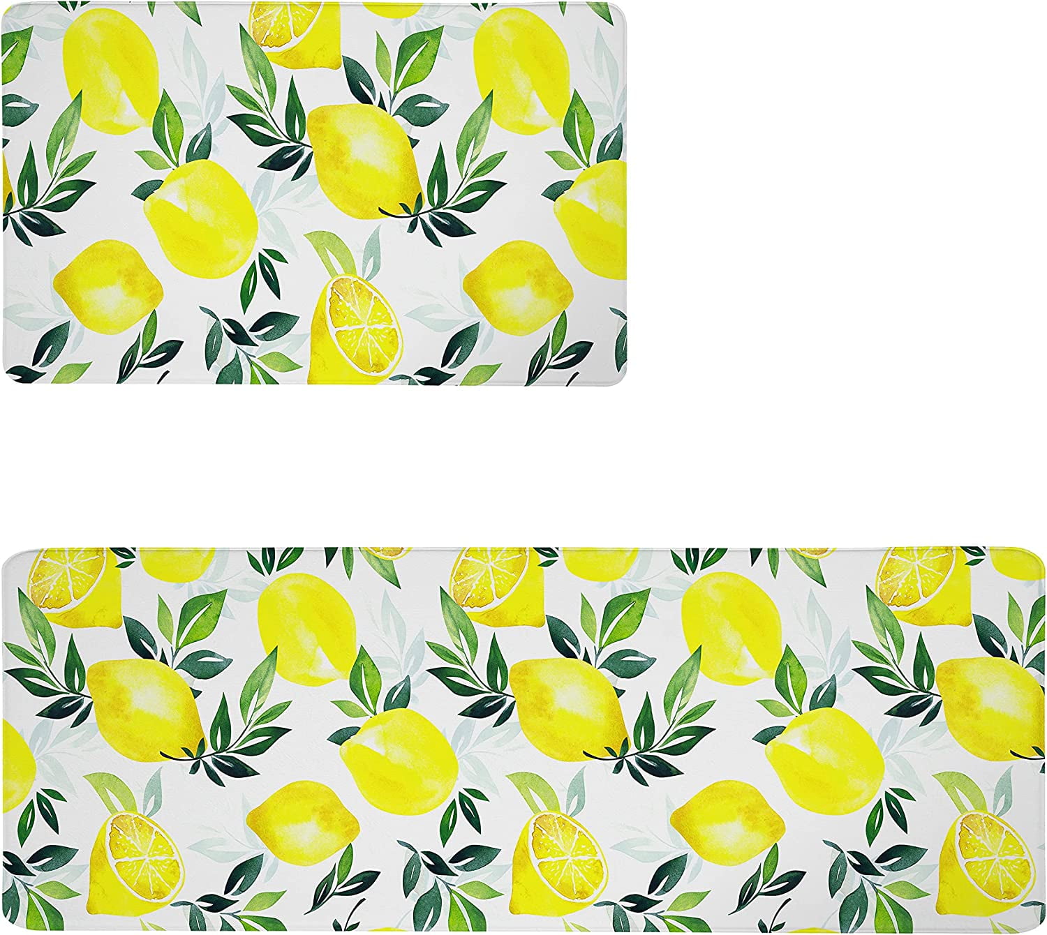 Watercolor Lemon Kitchen Rugs Set Non-Slip Anti Fatigue Mat 2 PCS ...