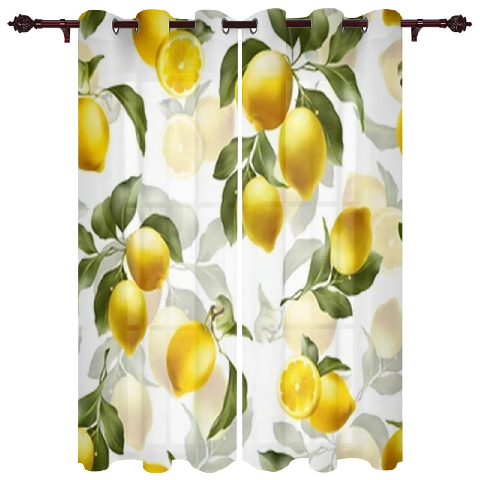 Watercolor Lemon Window Curtains For Living Room Kitchen Bedroom Modern ...