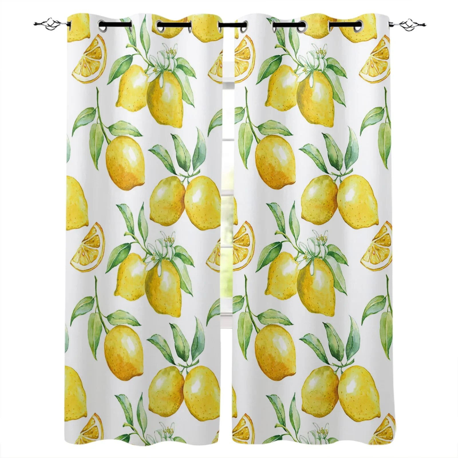 Watercolor Lemon Window Curtains For Living Room Kitchen Bedroom Modern ...