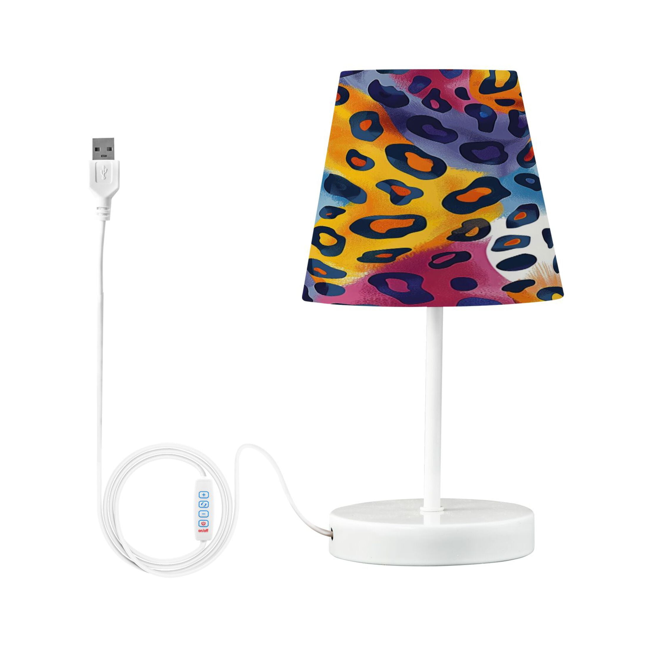 Watercolor Leopard Skin Desk Lamp LED Table Nightstand Lamps with 3 ...