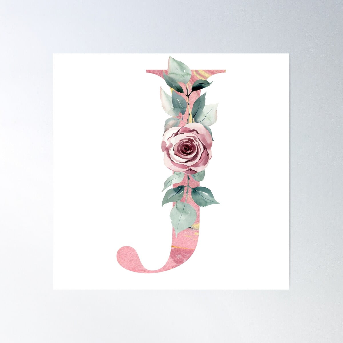 Watercolor Letter J Poster Wall Art, Modern Wall Decor For Living Room ...