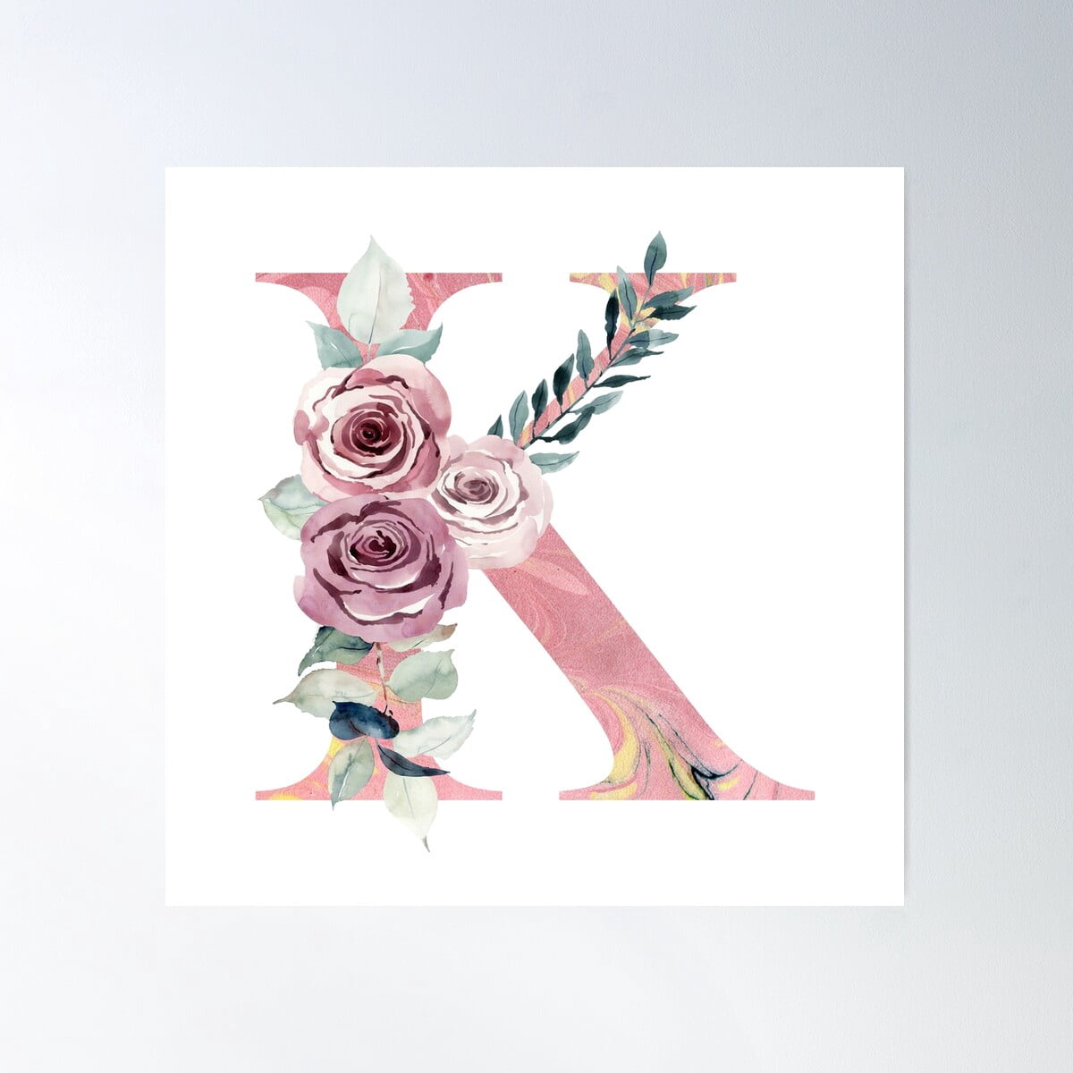 Watercolor Letter K Poster Wall Art, Modern Wall Decor For Living Room ...