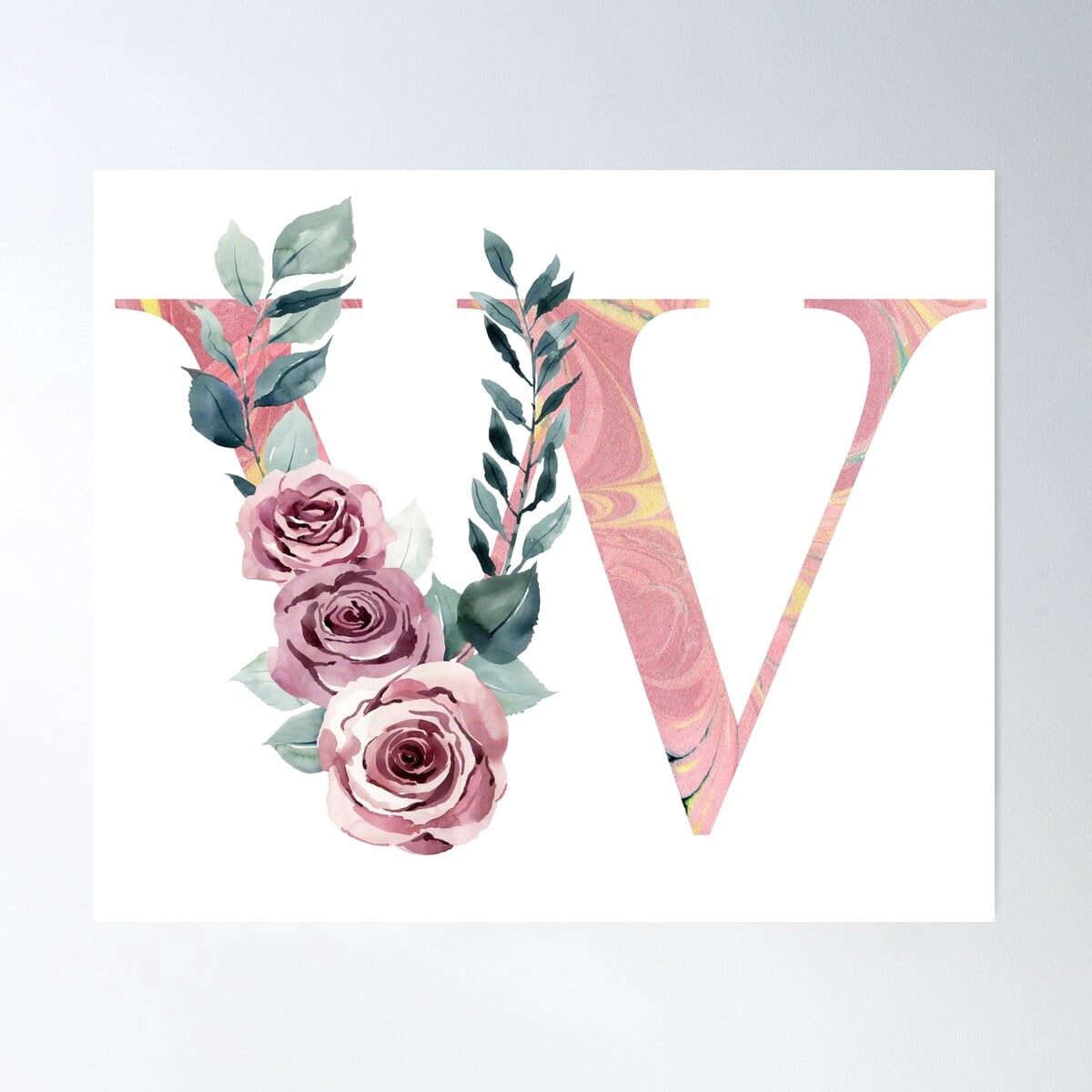 Watercolor Letter W Poster Wall Art, Modern Wall Decor For Living Room ...
