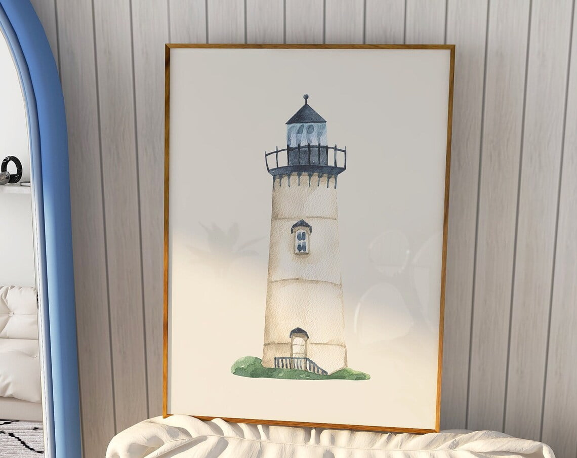 Watercolor Lighthouse Print, Summer Wall Art, Beach House Decor ...