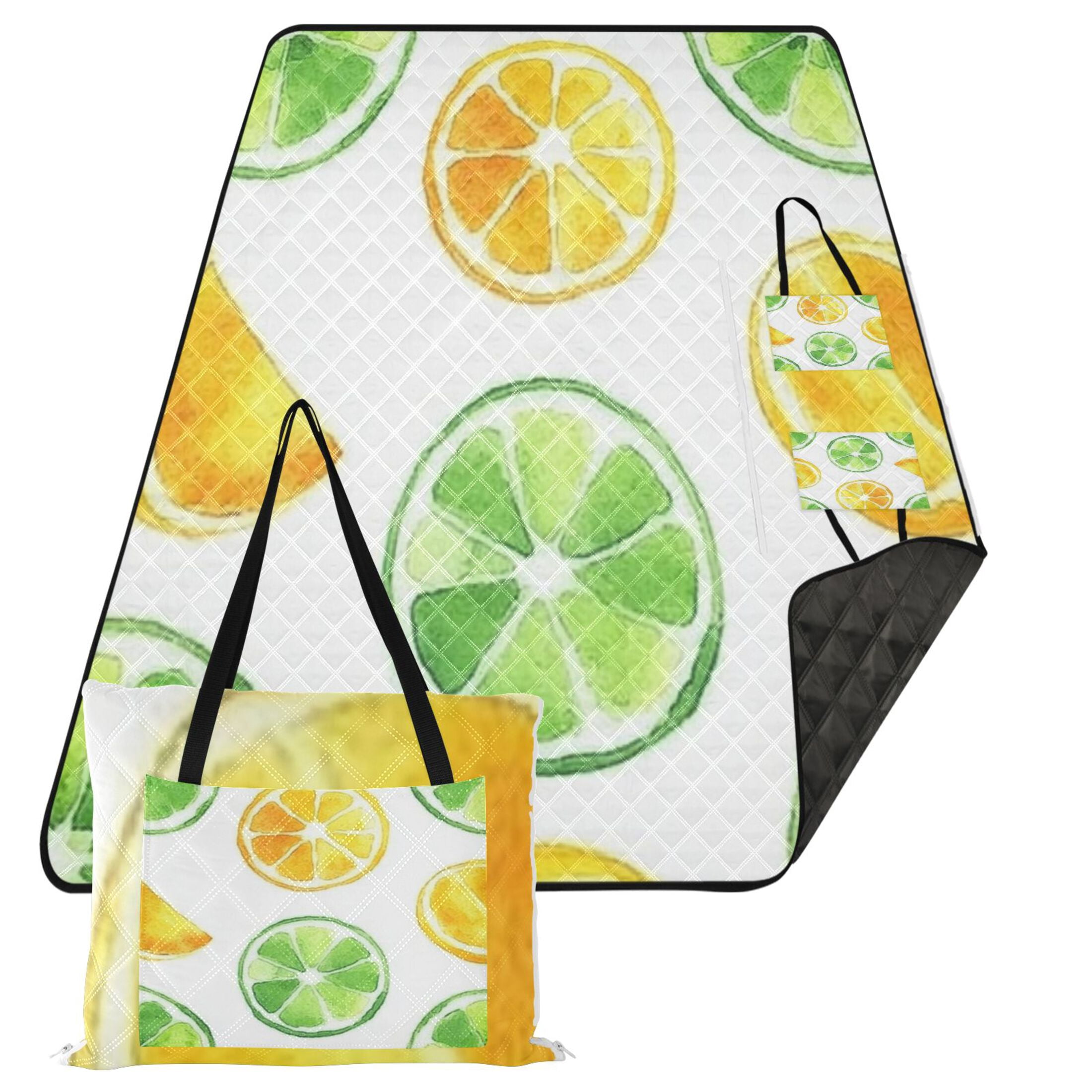 Watercolor Lime and Orange Slices 60x80in Waterproof Picnic Mat ...