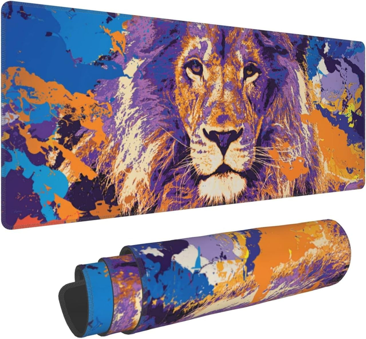 Watercolor Lion Gaming Mouse Pad XL, Non Slip Rubber Base Mousepad ...