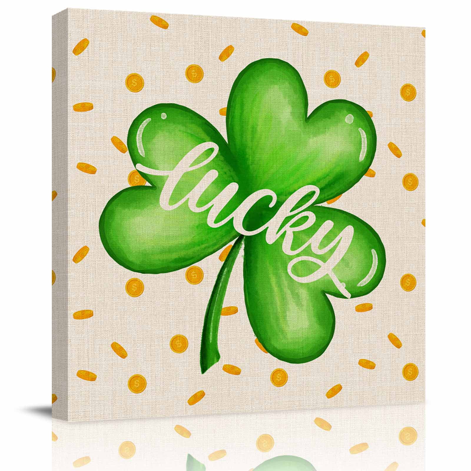 Watercolor Lucky Shamrocks Canvas Print Wall Art Painting, Modern Wall ...