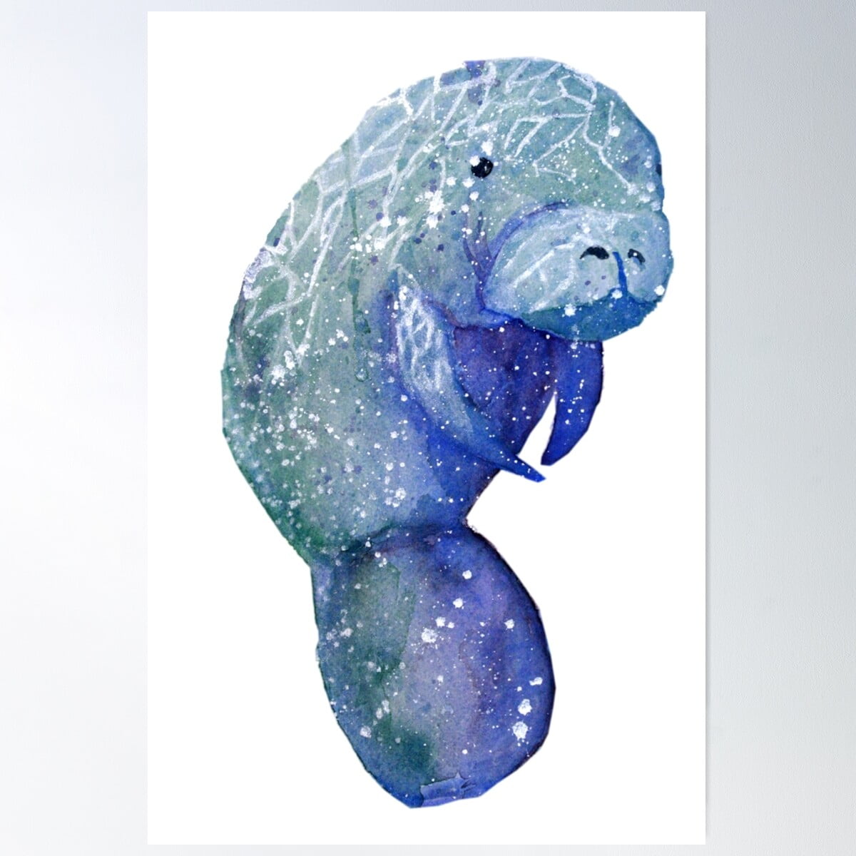 Watercolor Manatee Poster Wall Art, Modern Wall Decor For Living Room ...