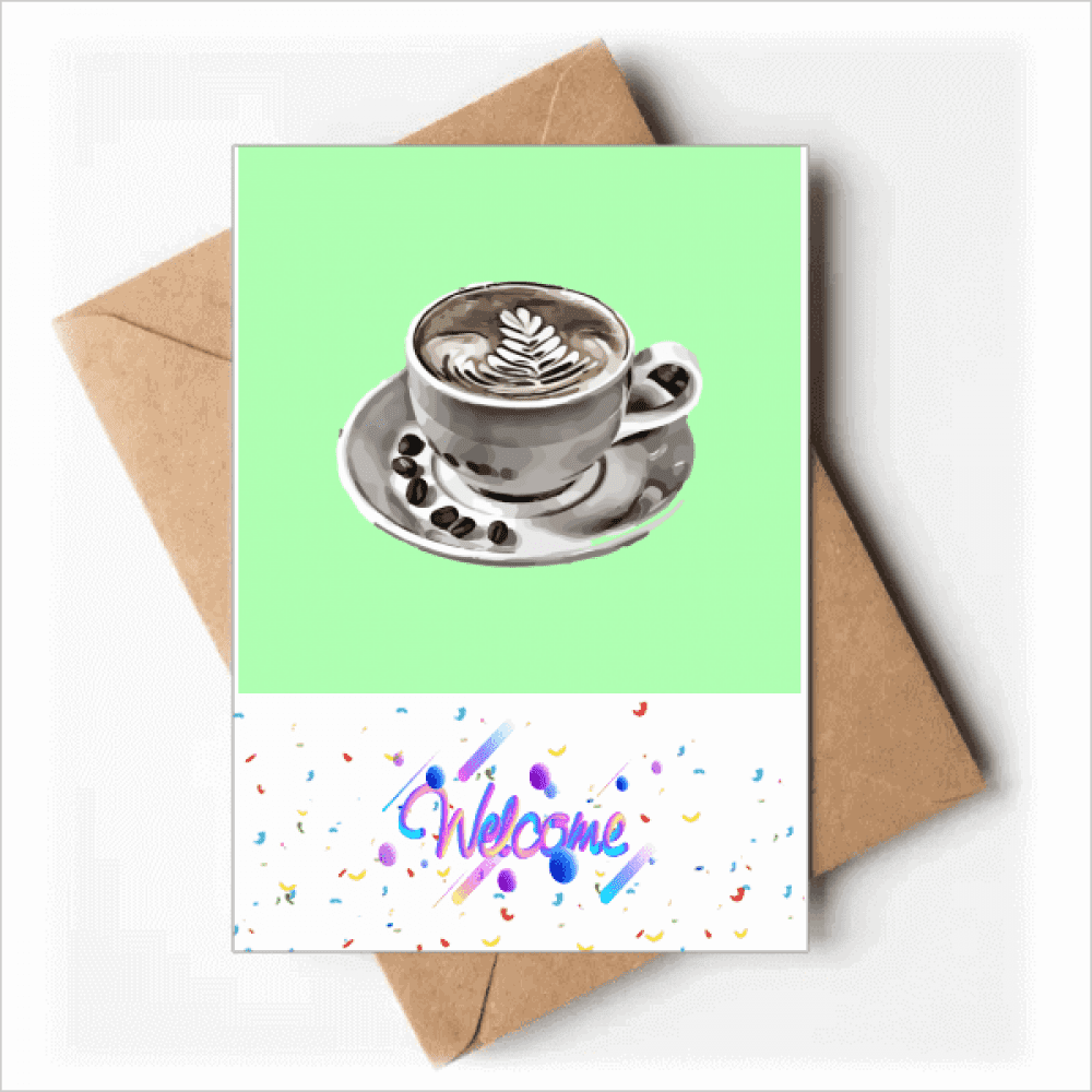 Watercolor Manner Painting Caf Coffee Welcome Back Greeting Cards ...