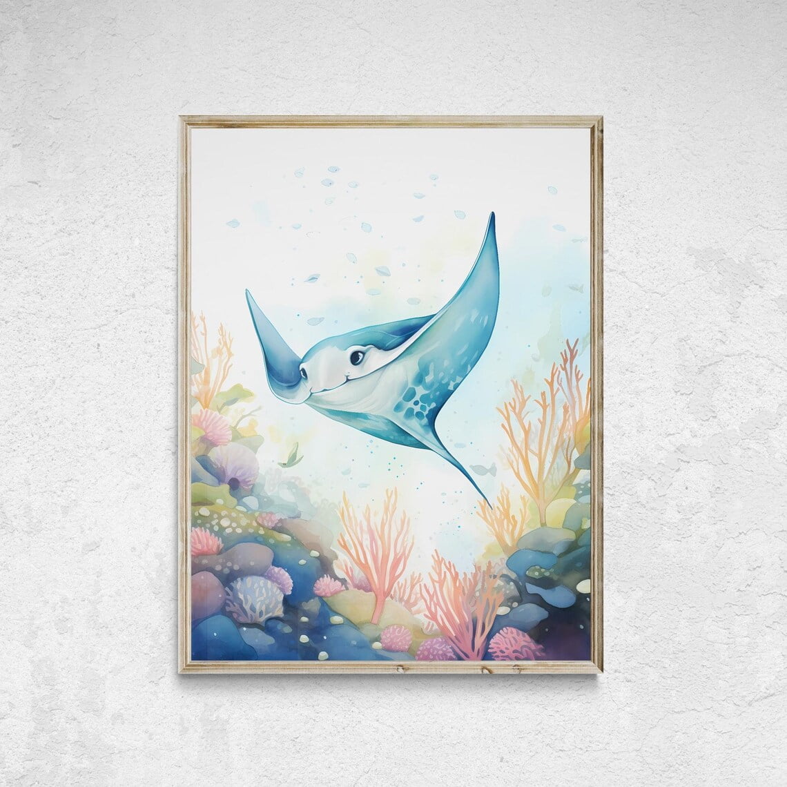 Watercolor Manta Sea Print, Ocean Wall Art, Nautical Nursery, Ocean ...