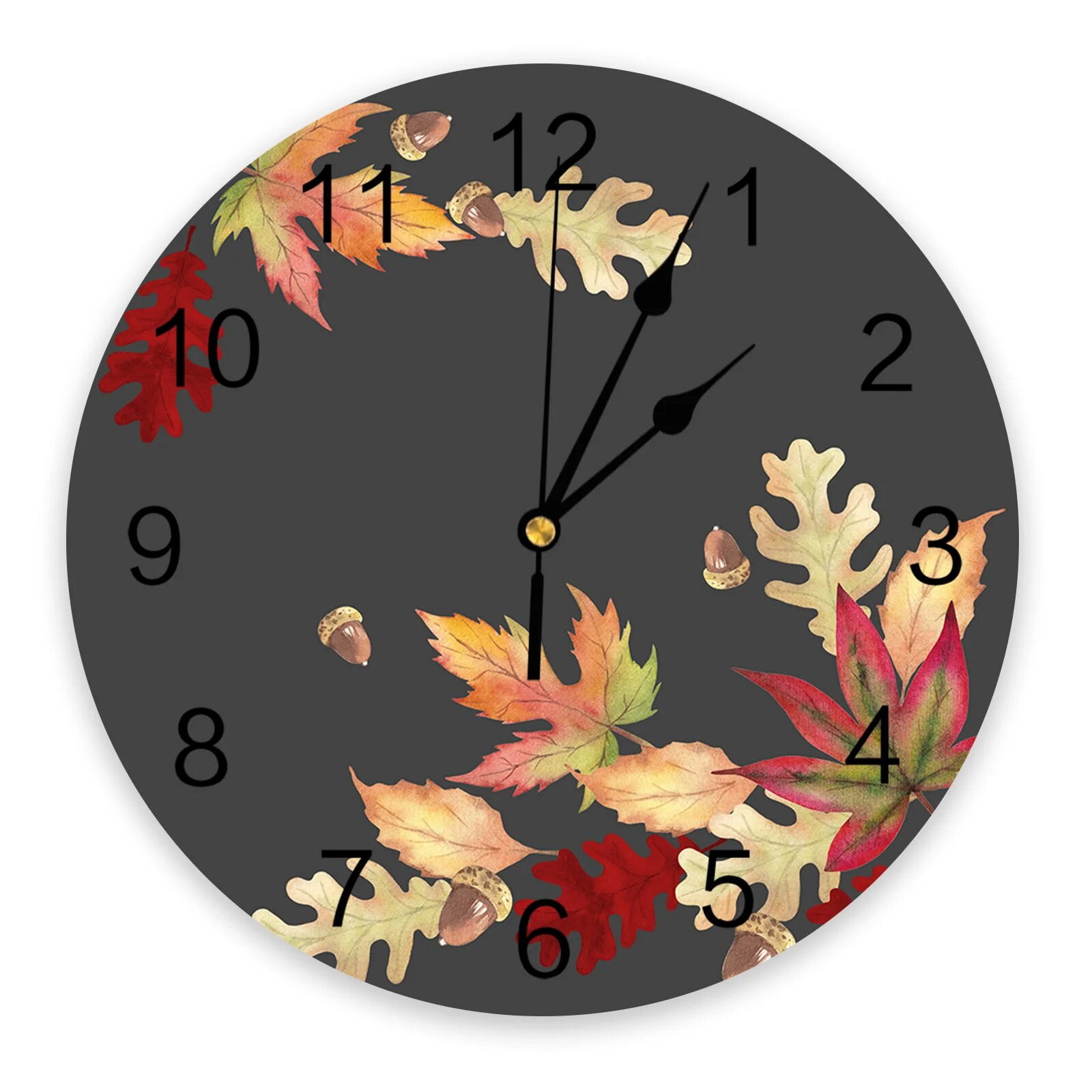 Watercolor Maple Leaf Wall Clock Large Modern Kitchen Dinning Round Wall Clocks Bedroom Silent ...
