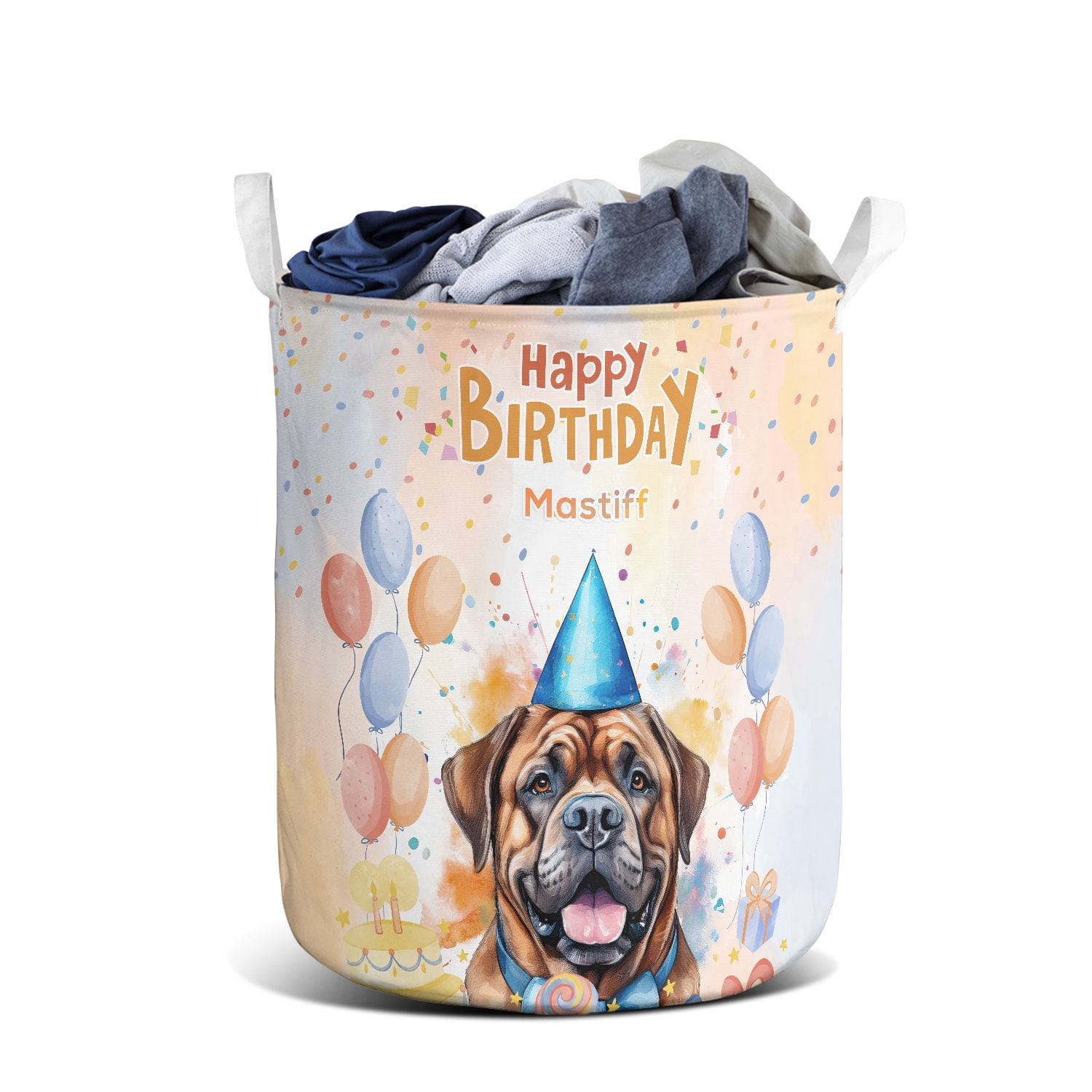 Watercolor Mastiff Happy Birthday Celebration Balloons Gift Party ...