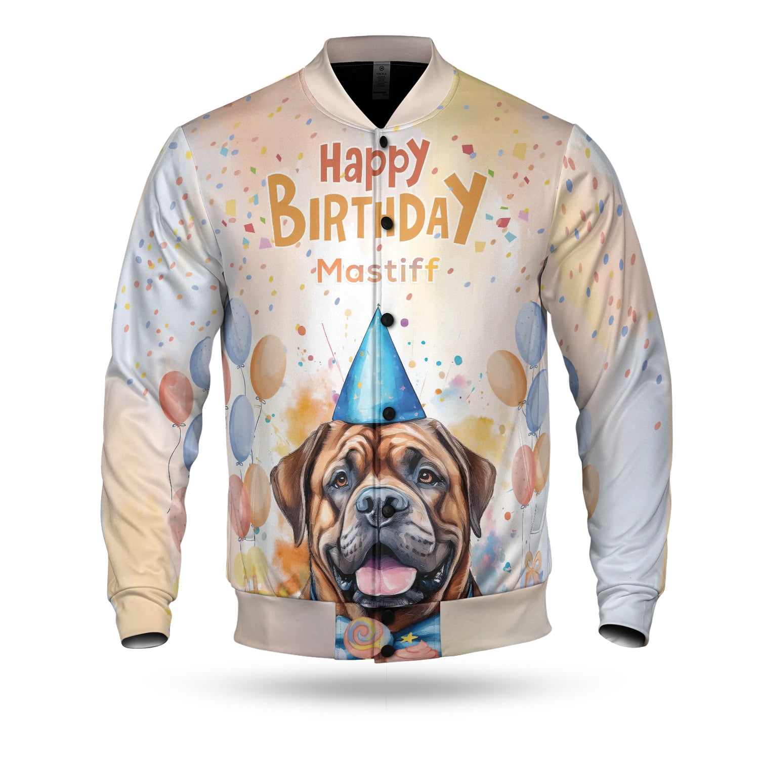 Watercolor Mastiff Happy Birthday Celebration Balloons Gift Party All ...