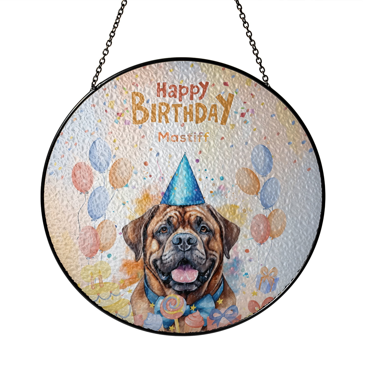 Watercolor Mastiff Happy Birthday Celebration Balloons Gift Party ...