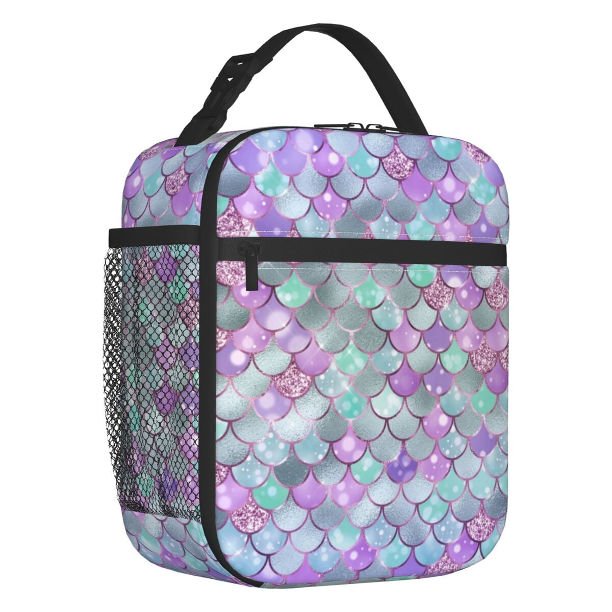 Watercolor Mermaid Fish Scale Insulated Lunch Bags for Women Colorful ...