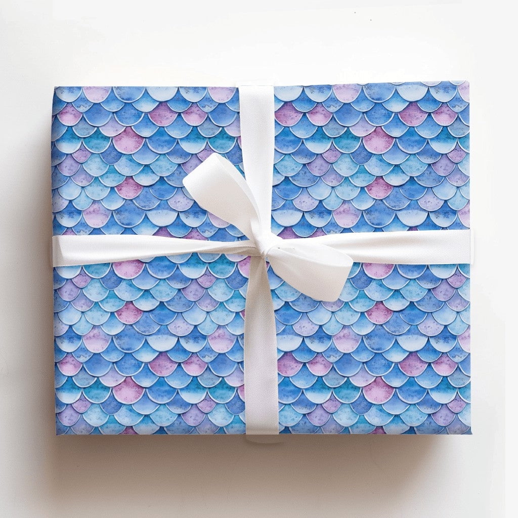 Watercolor Mermaid Scales Blue and Purple Gift Wrapping Paper - Walmart.com