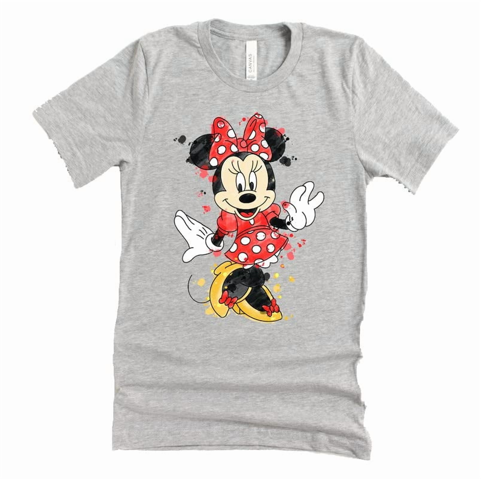 Watercolor Mickey Minnie Mouse Graphic Design Casual Short Sleeve ...