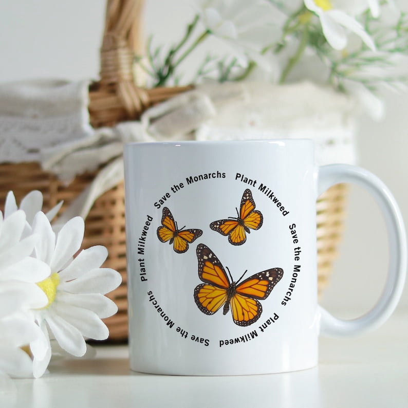Watercolor Monarch Butterflies Coffee Mug. Save the Monarchs Plant ...
