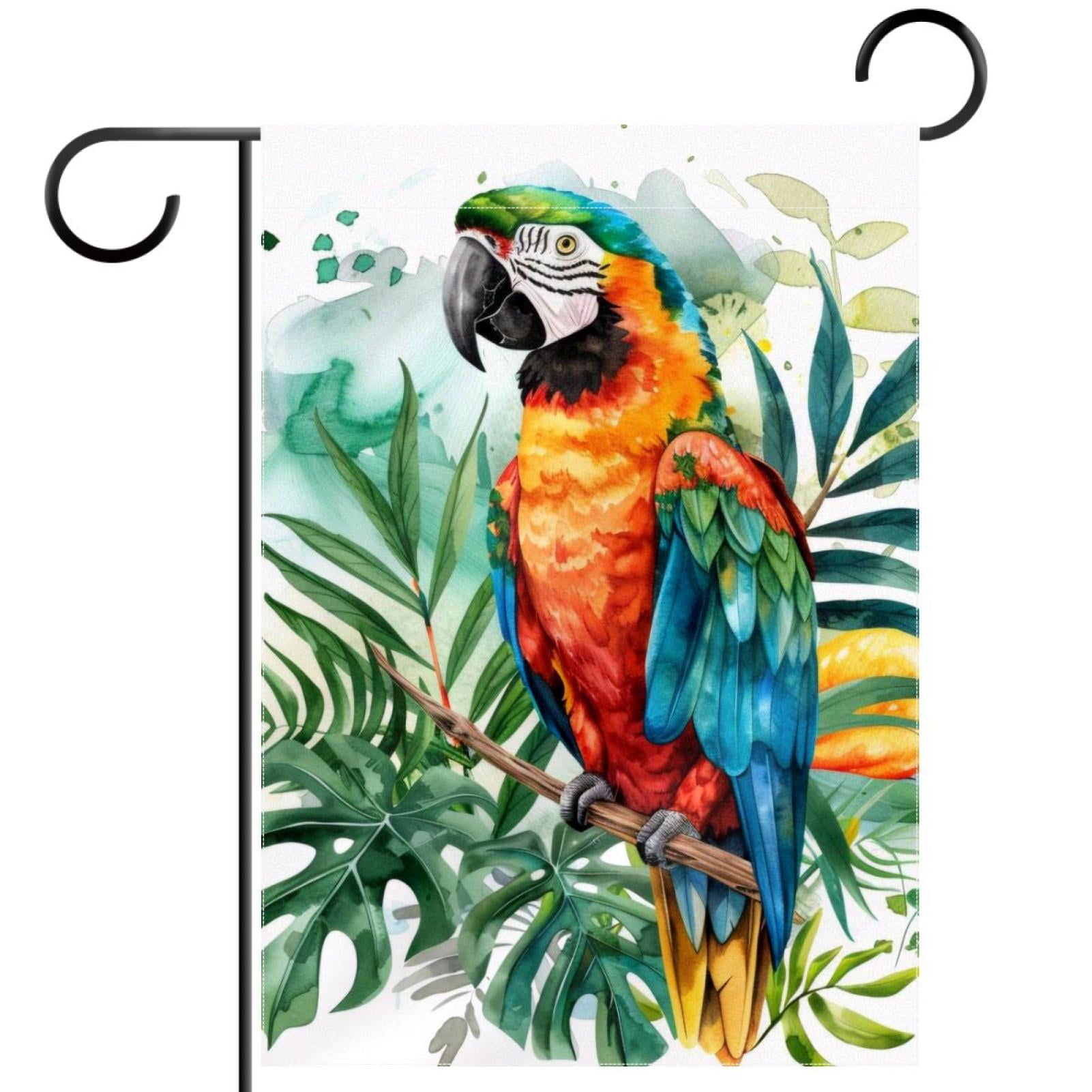 Watercolor Monstera Jungle Parrot Decorative Garden Flag for All ...