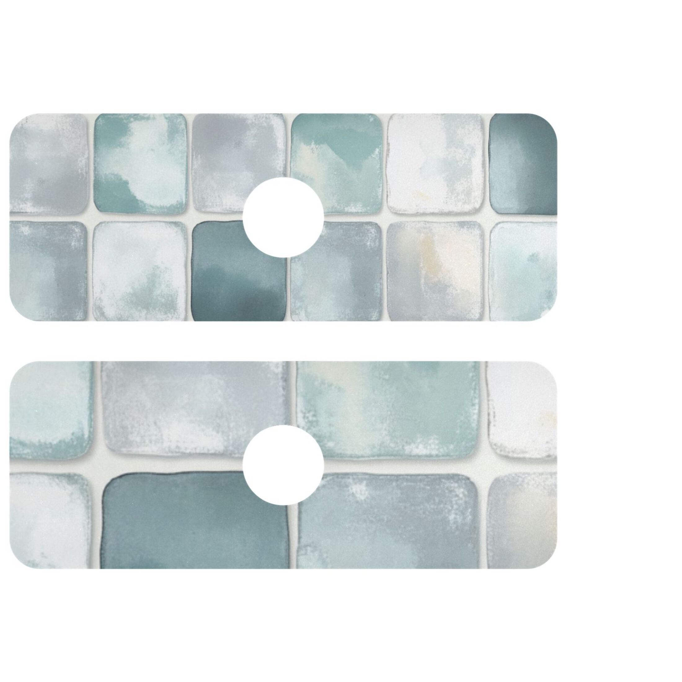 Watercolor Mosaic Tile Kitchen Sink Splash Guard, Silicone Sink Faucet ...