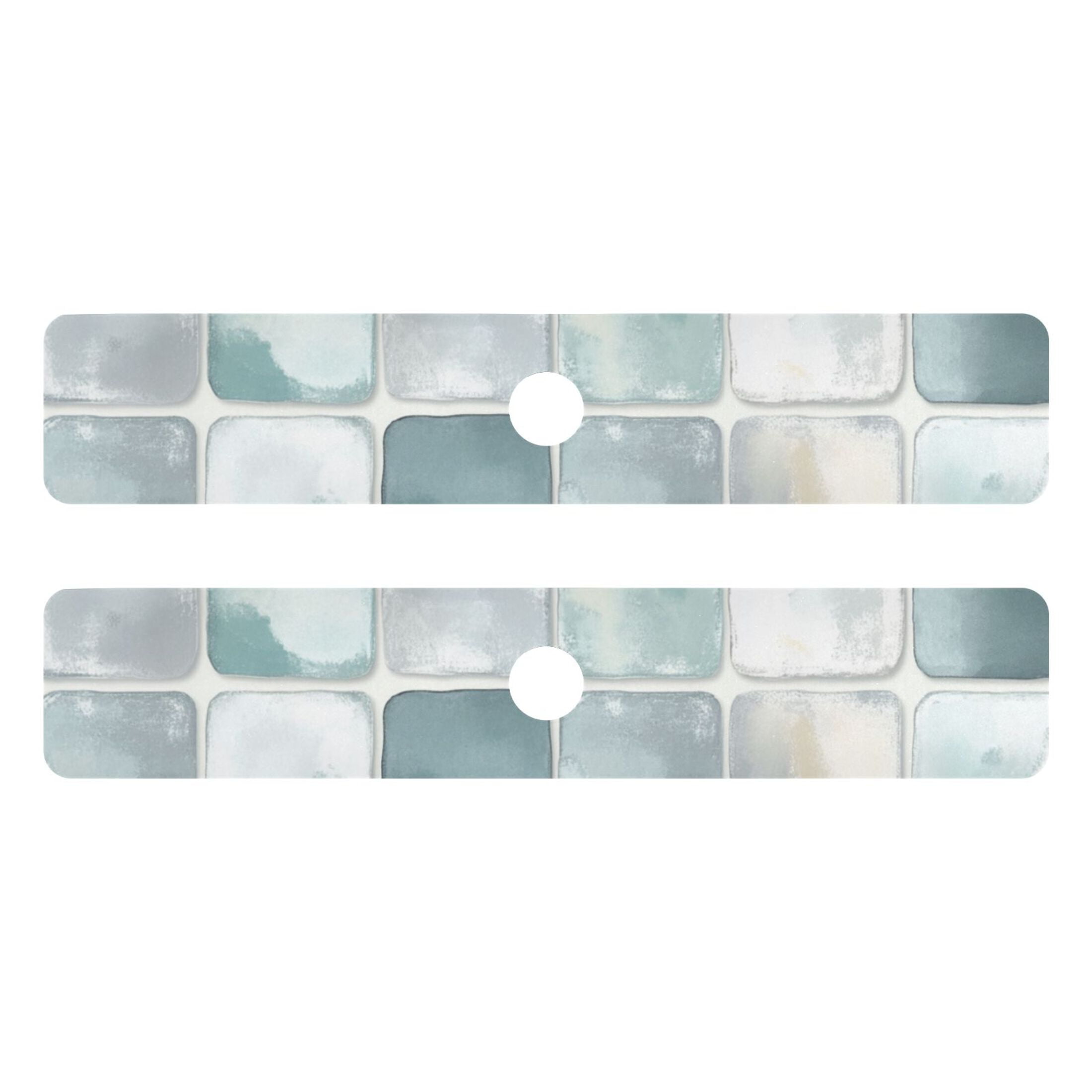 Watercolor Mosaic Tile Kitchen Sink Splash Guard, Silicone Sink Faucet ...