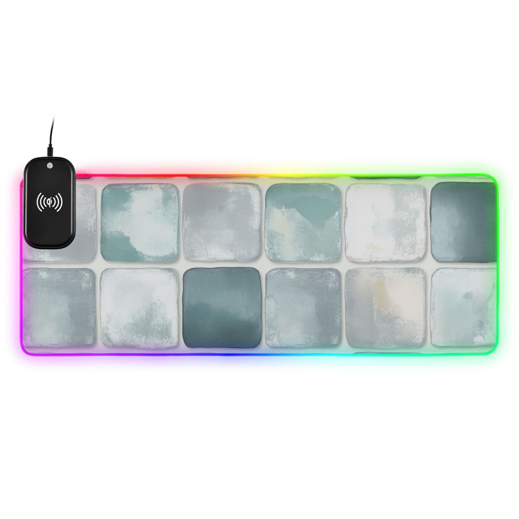 Watercolor Mosaic Tile Wireless Charging RGB Gaming Mouse Pad Large ...