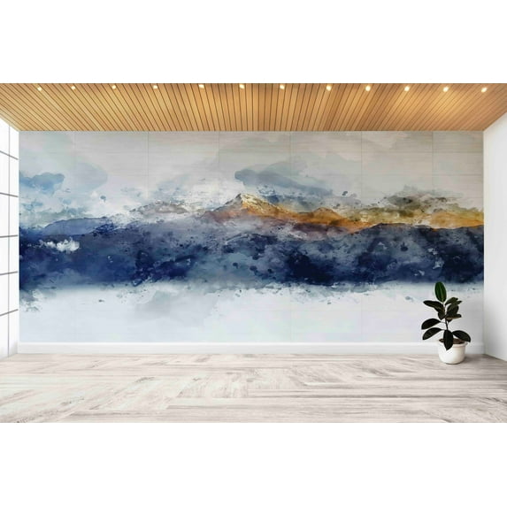Watercolor Mountain Printing, Bright Wallpaper, Custom Wallpaper ...